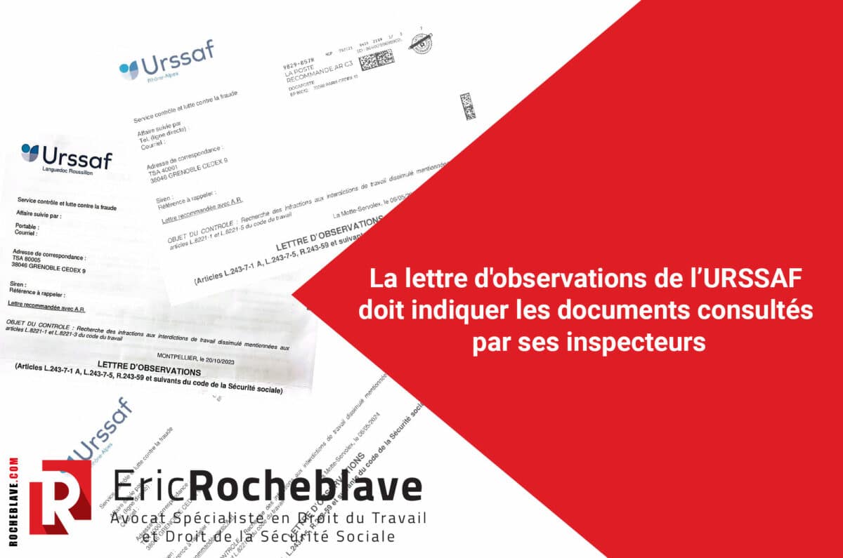 La lettre d'observations de l’URSSAF doit indiquer les documents ...