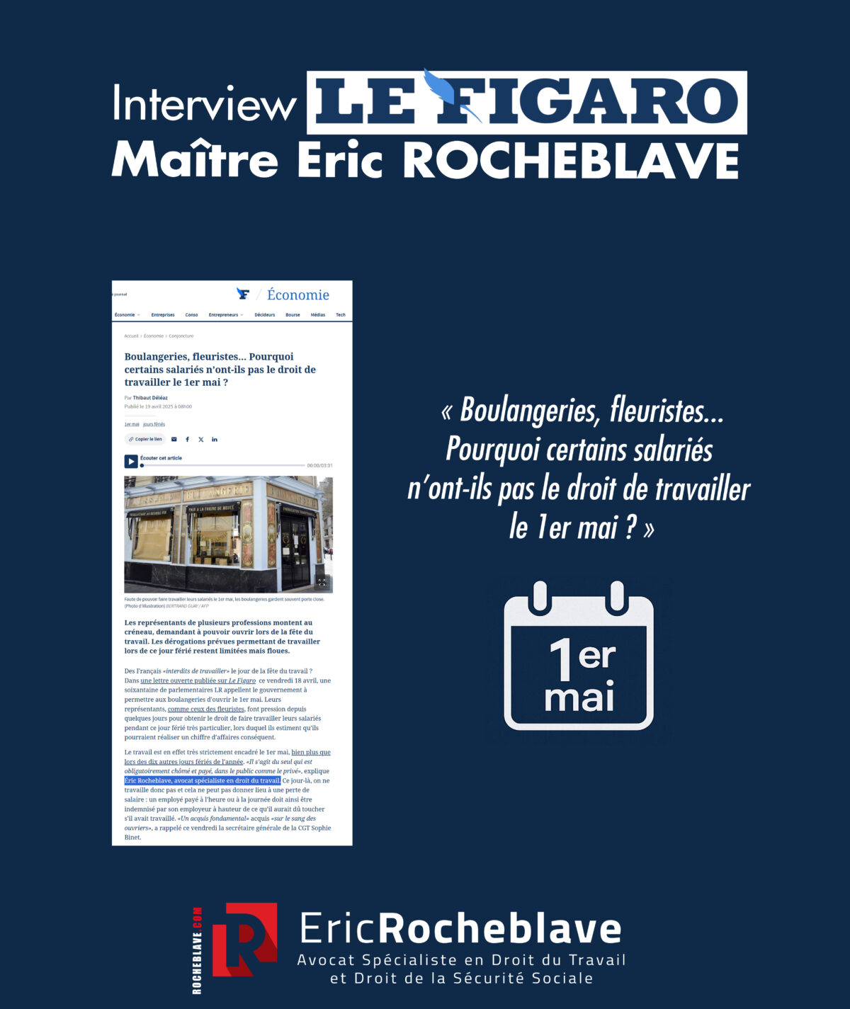 Interview Le Figaro Maître Eric ROCHEBLAVE « Boulangeries, fleuristes ...